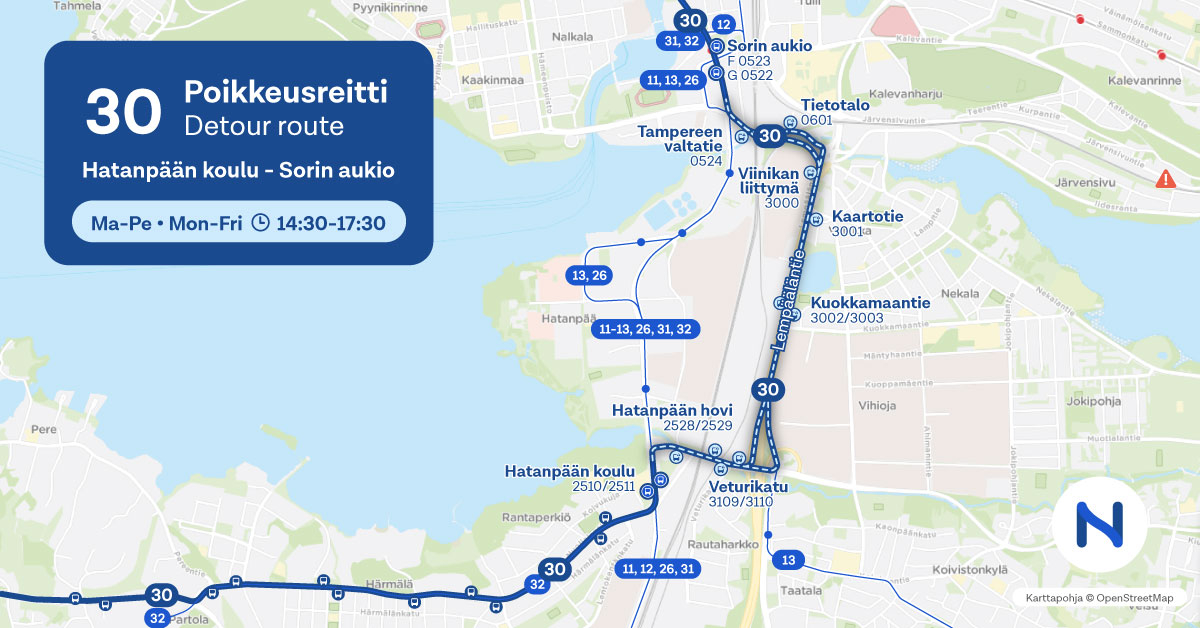 Linja 31 siirtyy Hatanpäältä Lempääläntielle loppiaisen jälkeen - Nysse ...
